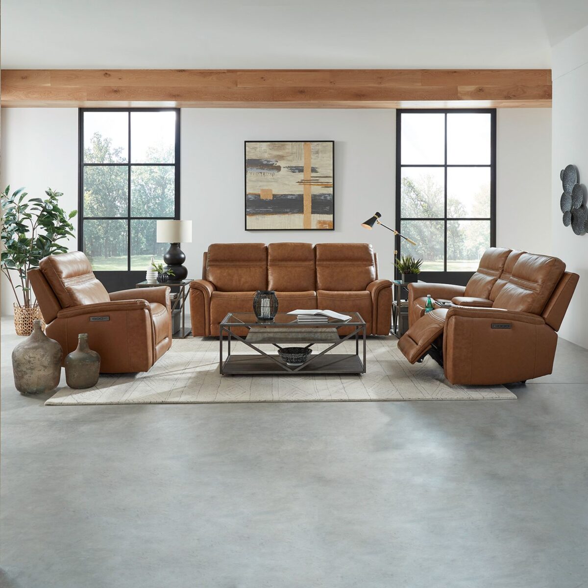 Triple Power Reclining Leather Sofa – Watts Furniture - LaGrange, GA ...